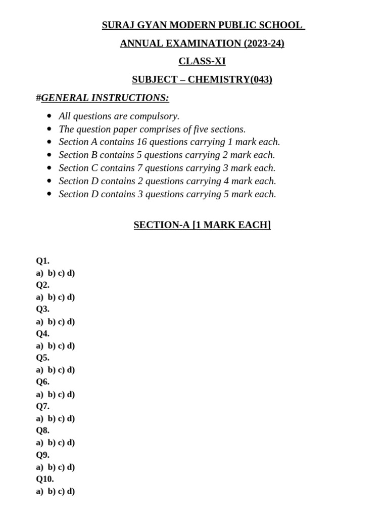 Question Paper Layout 2023-24 | PDF