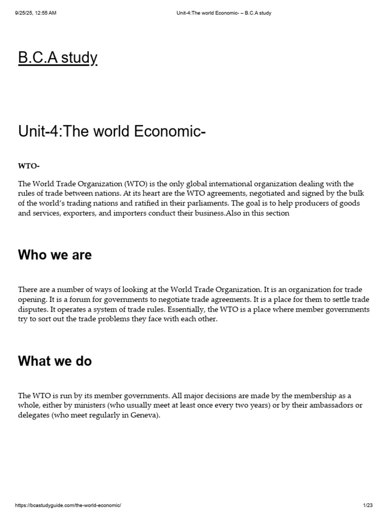 Unit-4 - The World Economic - B.C.a Study | PDF | World Trade ...