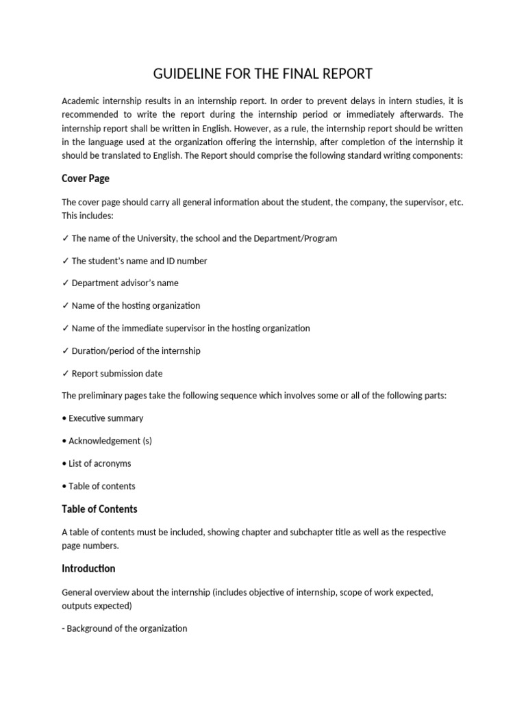 Internship Report Writing Guidelines | PDF | Internship | Job Hunting