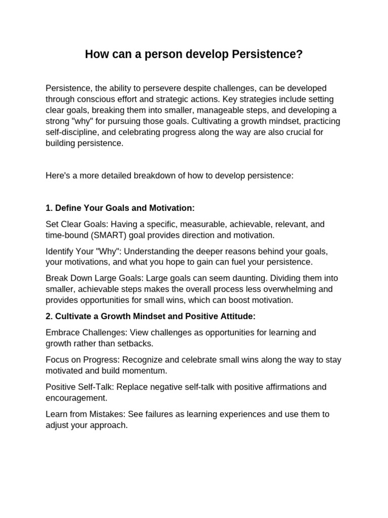 Strategies to Develop Persistence | PDF