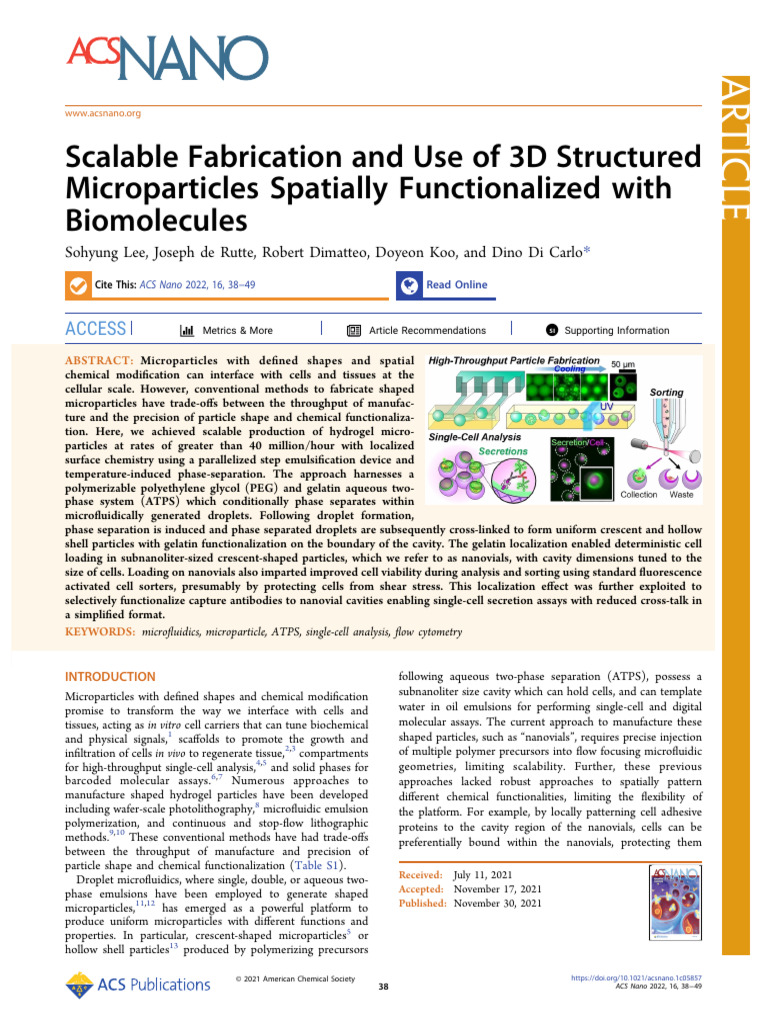 Lee Et Al 2021 Scalable Fabrication and Use of 3d Structured ...