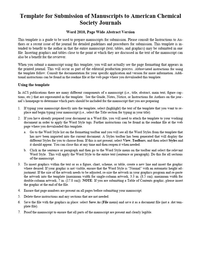 ACS Manuscript Submission Template | PDF