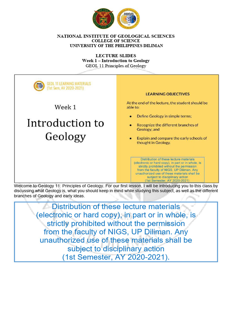 Geol 11 Week 1 - Introduction To Geology - Annotated Lecture Slides ...