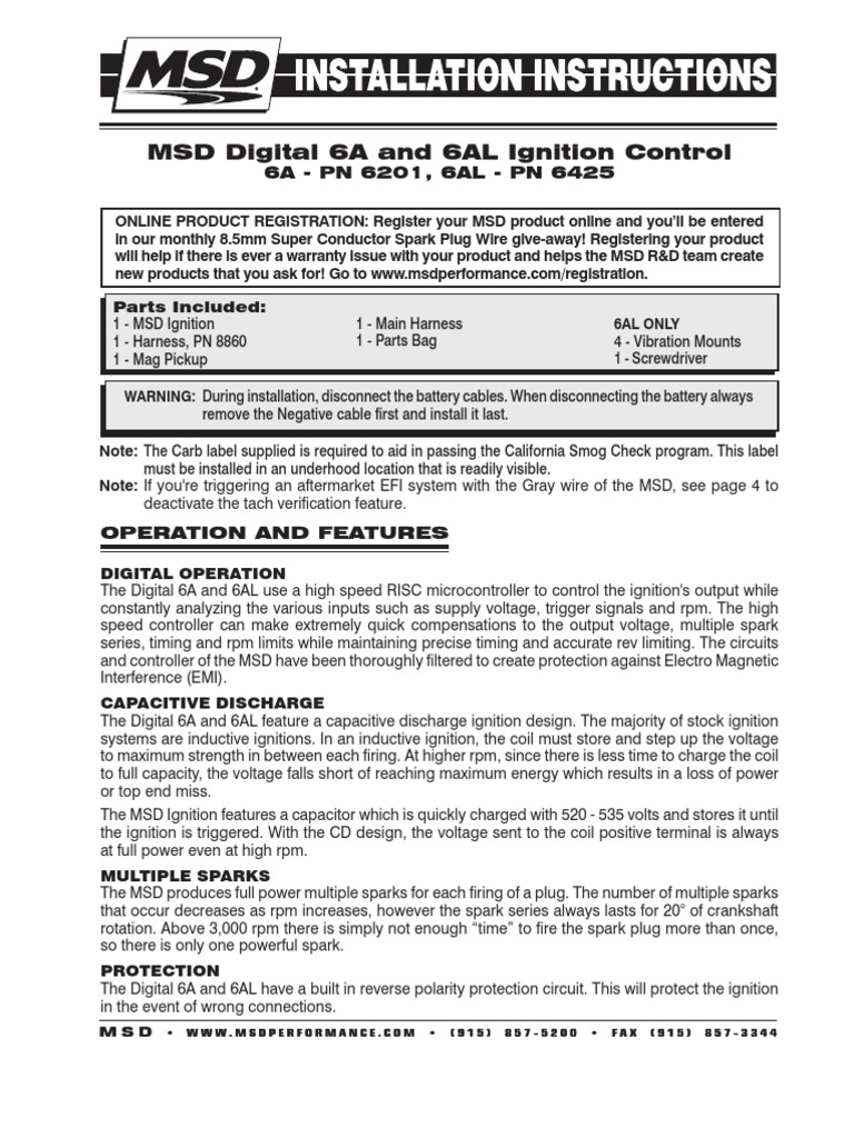 MSD 6A 6AL installation 6201 | Ignition System | Distributor
