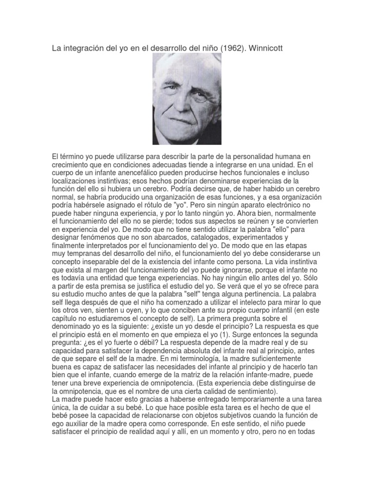 La Integración Del Yo en El Desarrollo Del Niño | PDF | Esquizofrenia ...