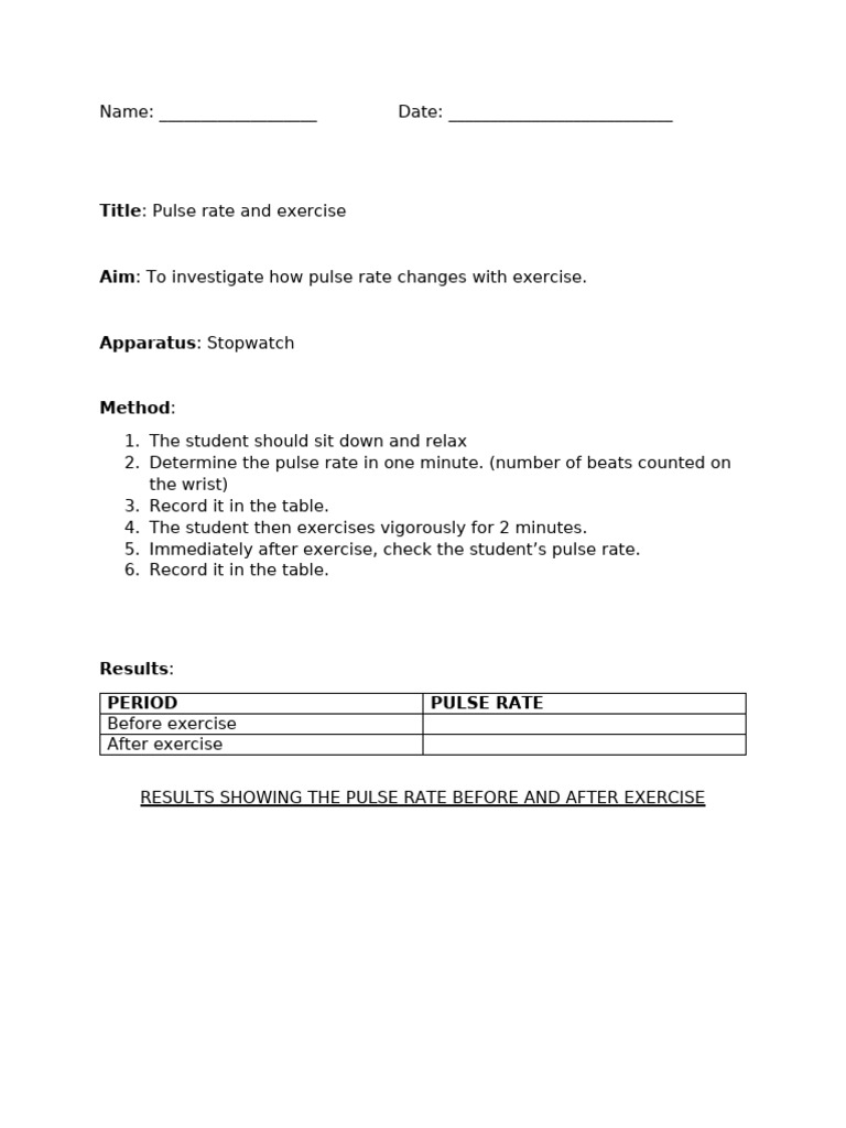 Pulse and Exercise Lab | PDF