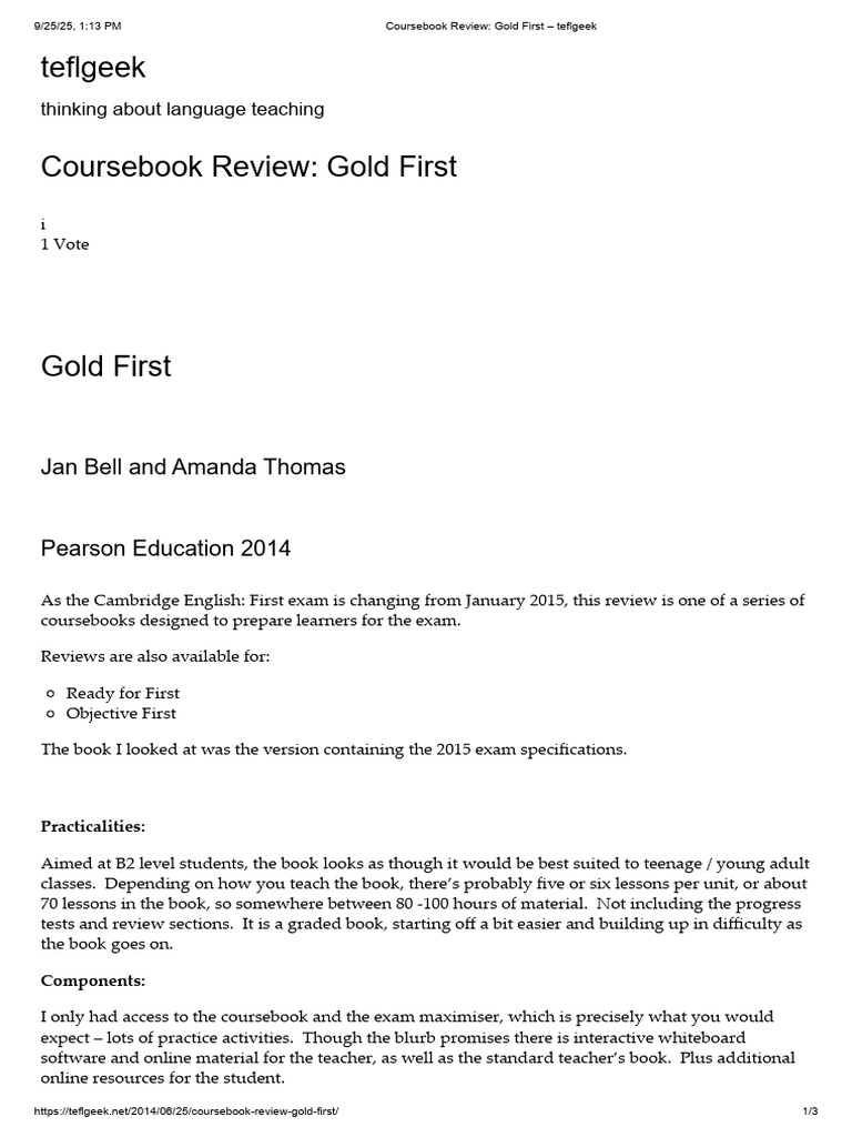 Gold First - Coursebook Review | PDF | Cognition | Human Communication
