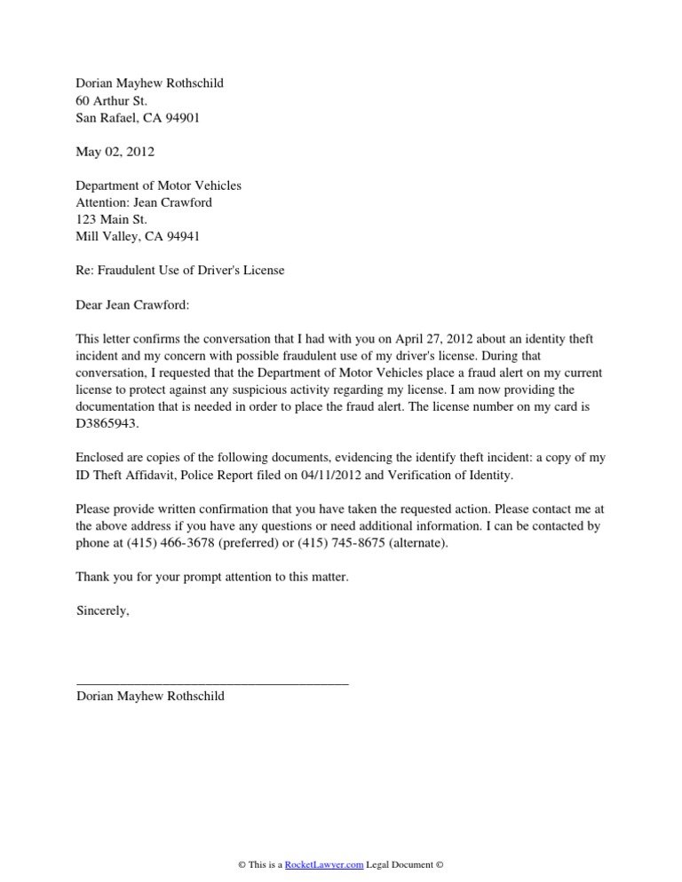Request To Place A Fraud Alert On A Drivers License | PDF | Department ...