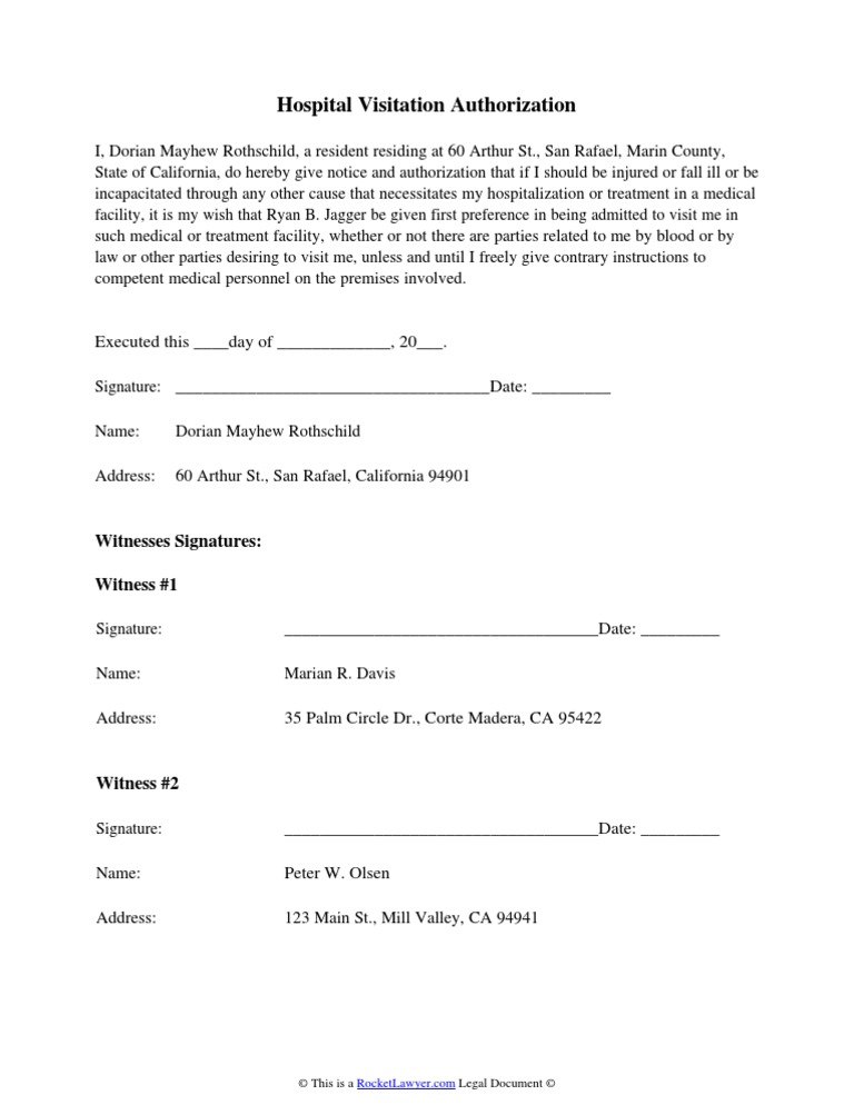 Hospital Visitation Authorization | PDF