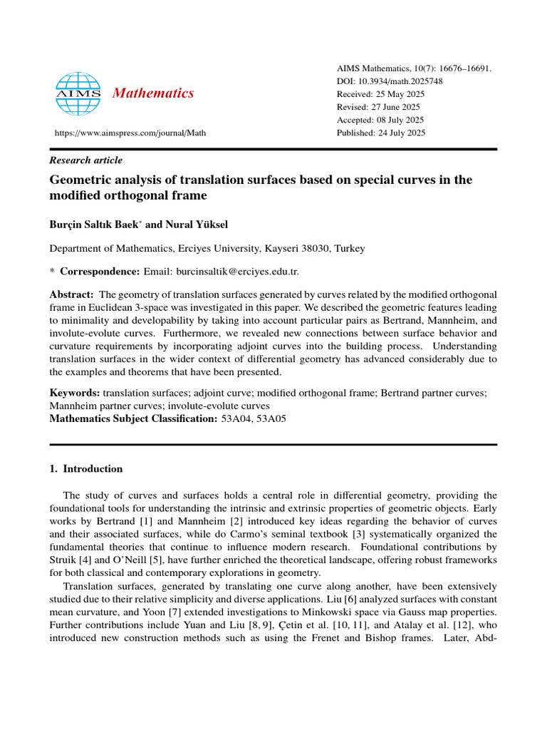 Geometric Analysis of Translation Surfaces Based On Special Curves in The Modified Orthogonal ...