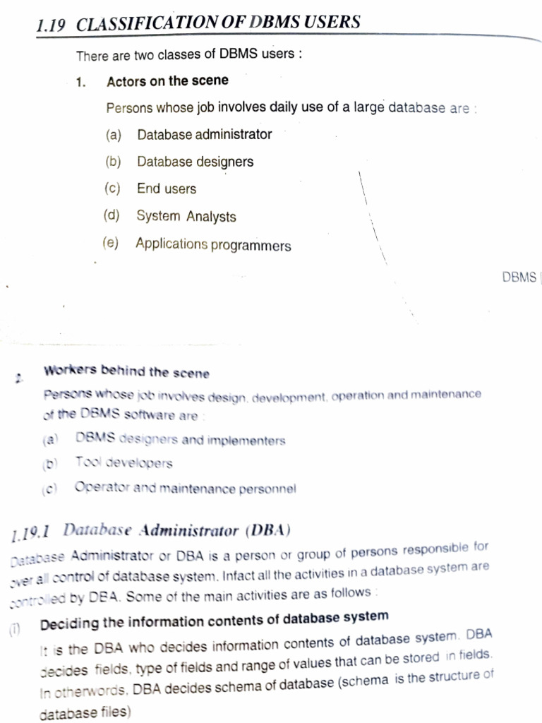 DBMS Users Classification Overview | PDF | Databases | Computer Science