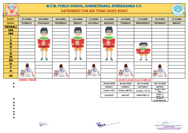 Mid Term Exam Schedule 2025-2026 | PDF