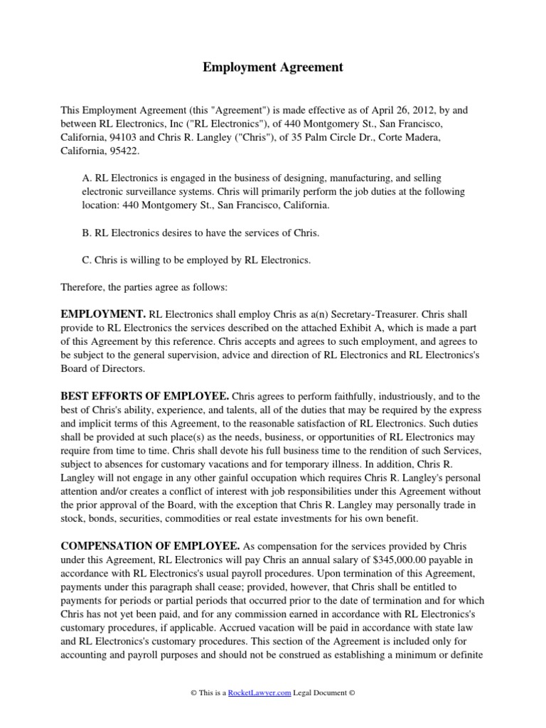 Executive Employment Agreement | Intellectual Property | Employee Benefits