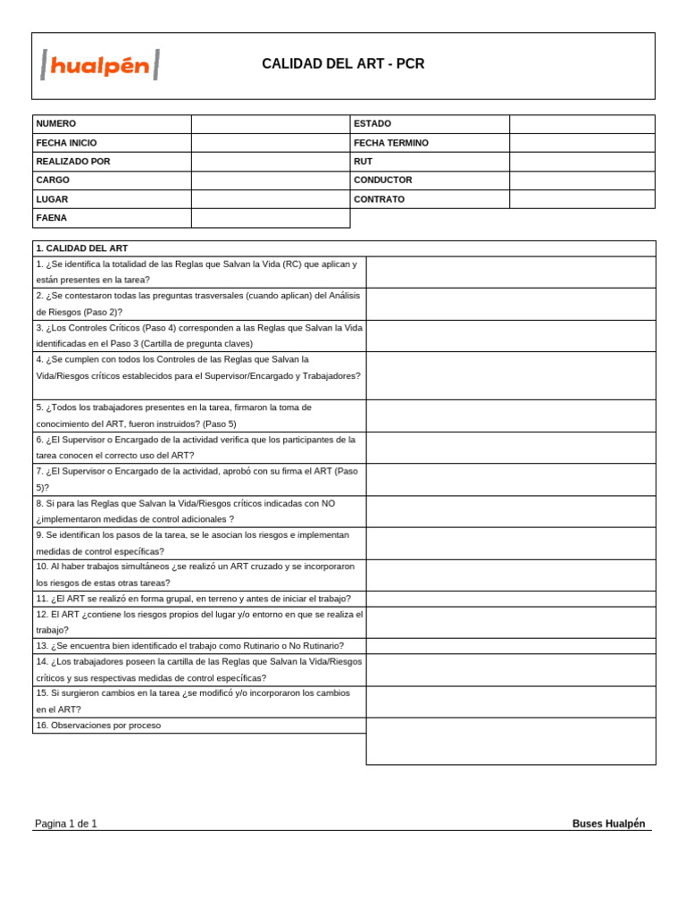 Formato Calidad ART HUALPEN | PDF