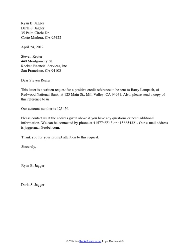 Letter to Request a Credit Reference
