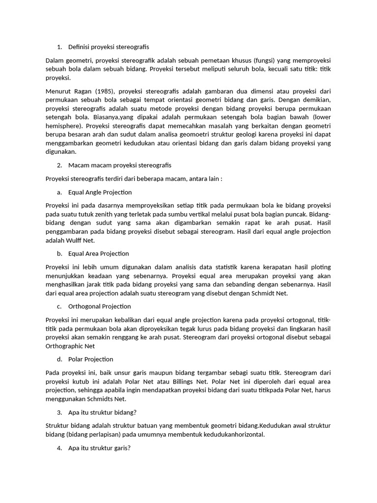 Definisi Proyeksi Stereografis | PDF