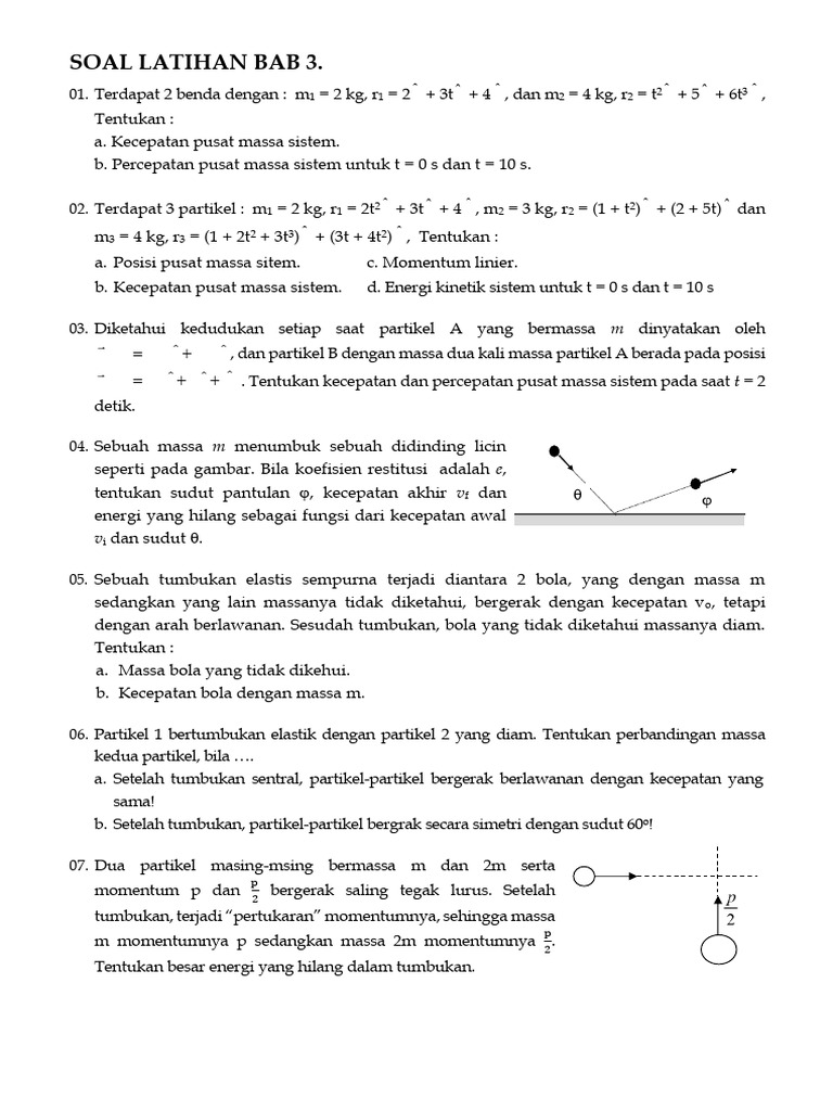 Soal Latihan Bab 3 Sistem Partikel | PDF