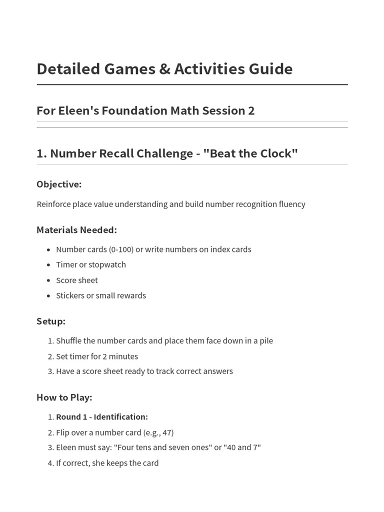 Detailed Games Activities Pdf Pattern