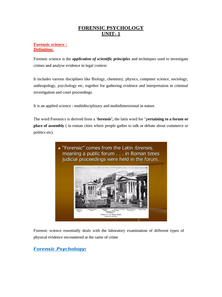 Forensic Psychology - Unit 1 | PDF | Dna Profiling | Forensic Science