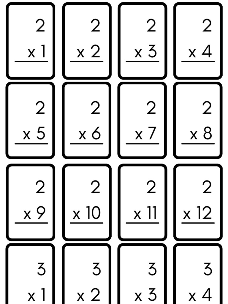 MultiplicationFlashcardsPrintable0to12MathFlashcards 1 | PDF