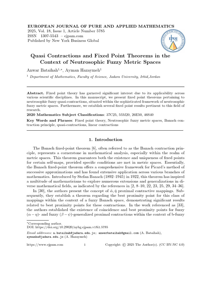 Quasi Contractions and Fixed Point Theorems in The Context of ...