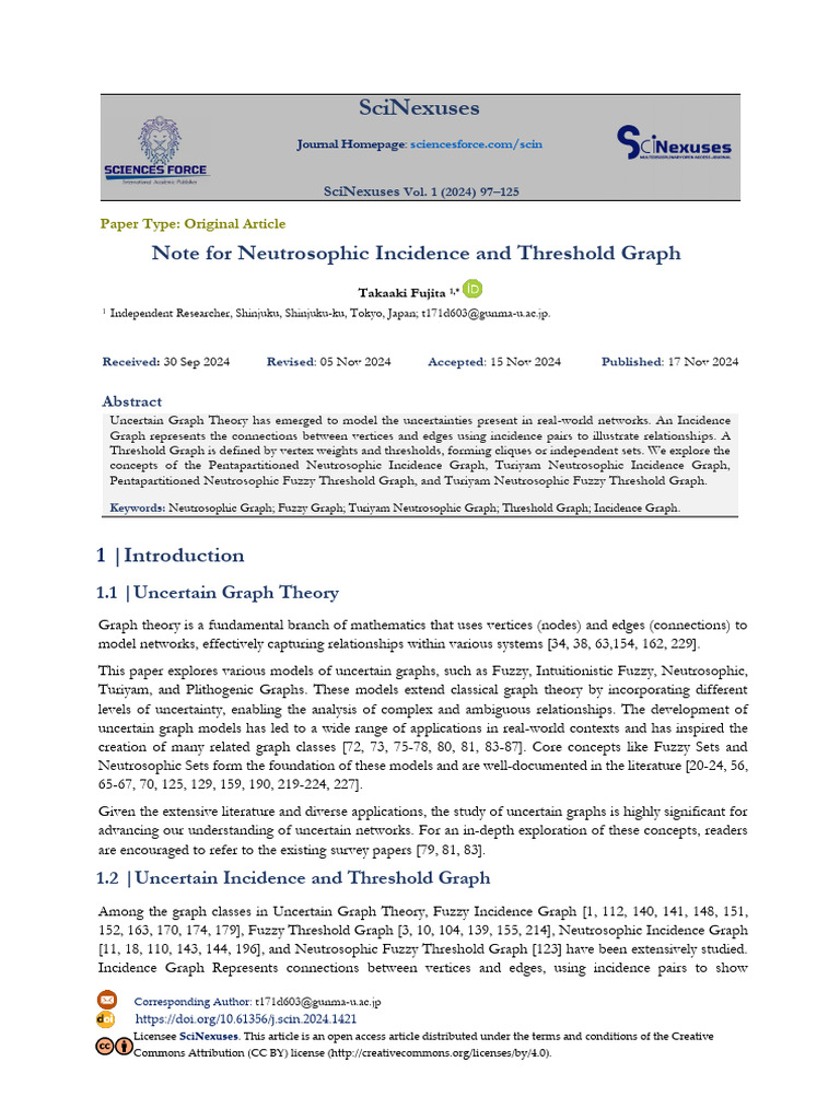 Note For Neutrosophic Incidence and Threshold Graph | PDF | Vertex ...