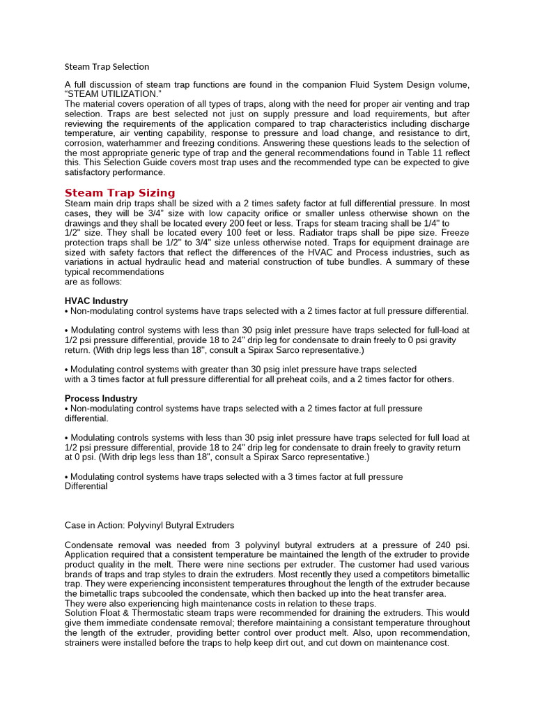 Steam Trap Selection and Sizing Guide | PDF | Pressure | Steam