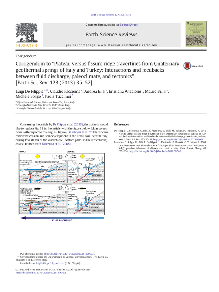 Corrigendum To Plateau Versus Fissure Ridge Travertines From Qua - 2013 ...