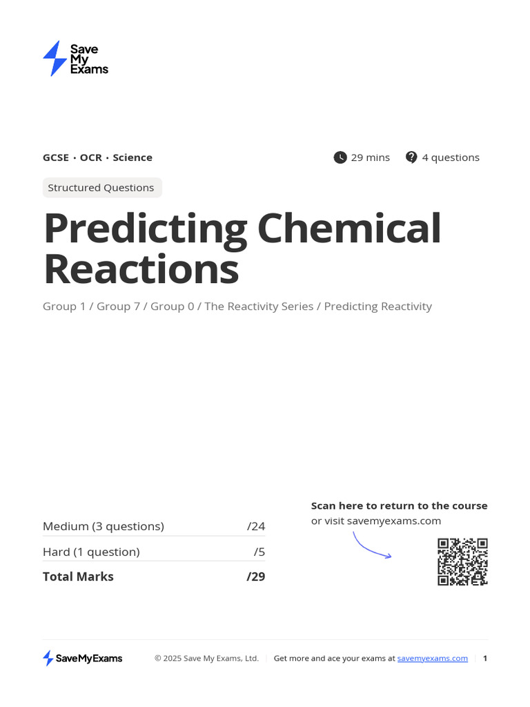 Predicting Chemical Reactivity in Groups | PDF | Chlorine | Iodine