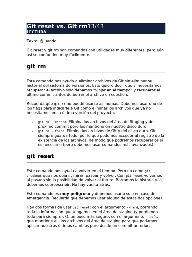Diferencias entre git reset y git rm | PDF | Archivo de computadora