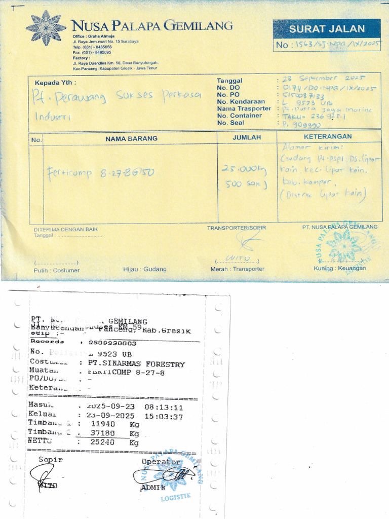 Pengiriman Barang PT PSPI | PDF