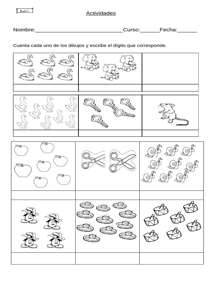 Cuenta y Escribe El Numero, 1ro Basico | PDF