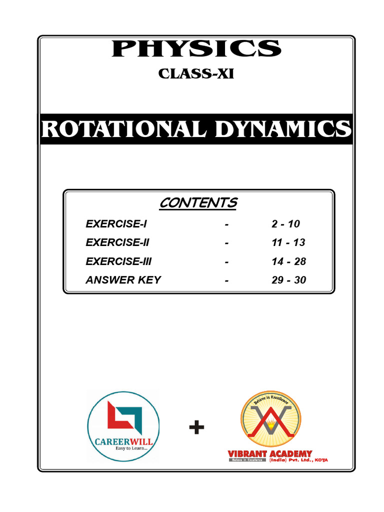 Sheet - 01 - Rotational Dynamics | PDF | Rotation Around A Fixed Axis | Angular Momentum