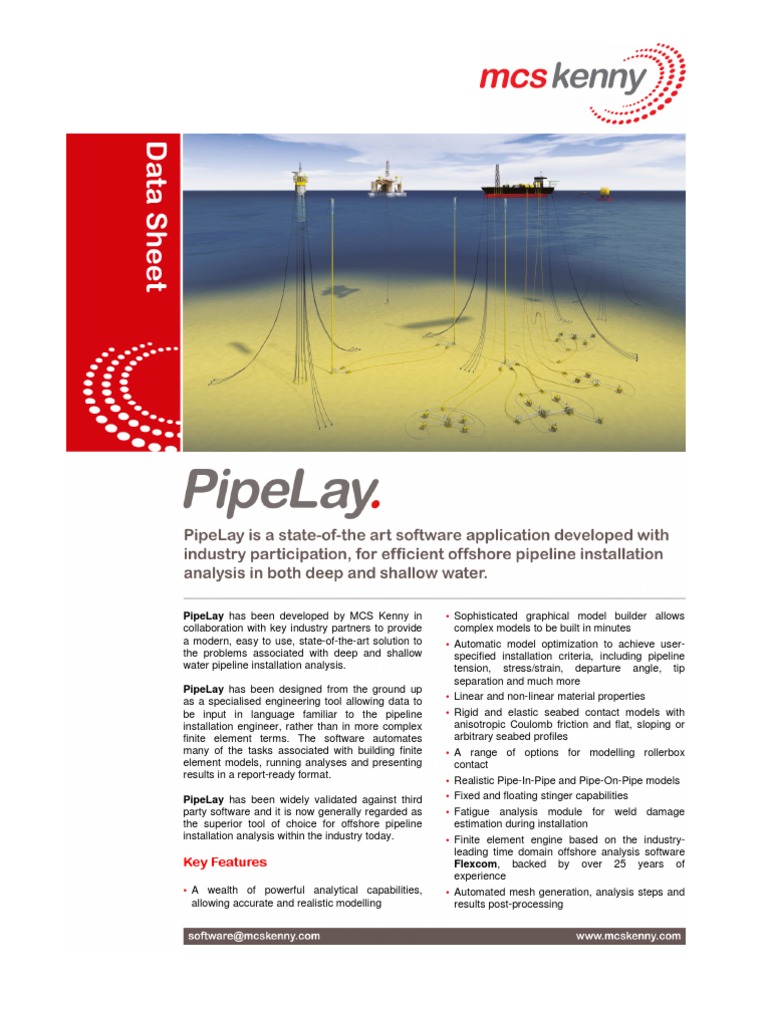 PipeLay Data Sheet | PDF | Finite Element Method | Software