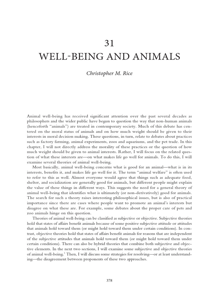 Theories of Animal Well-Being Explained | PDF | Well Being | Hedonism