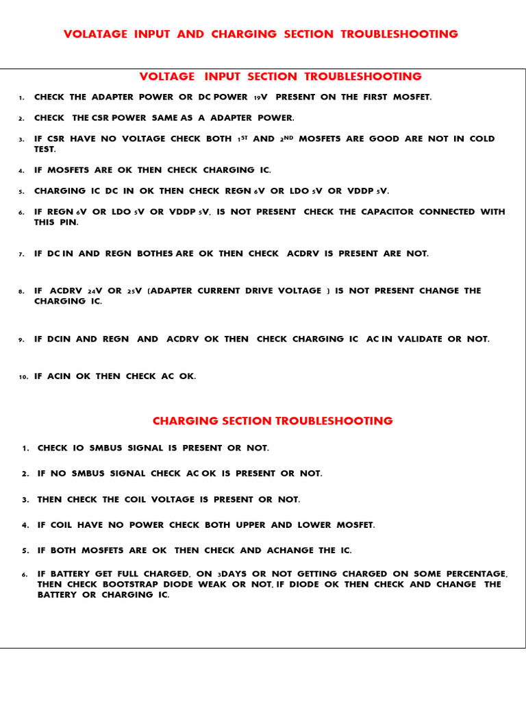Vin and Charging Section Troubleshooting | PDF