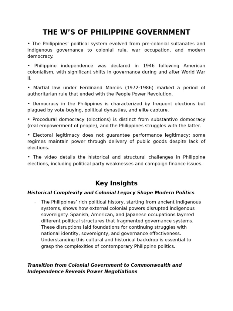 The W's of Philippine Government | PDF | Democracy | Political Ideologies
