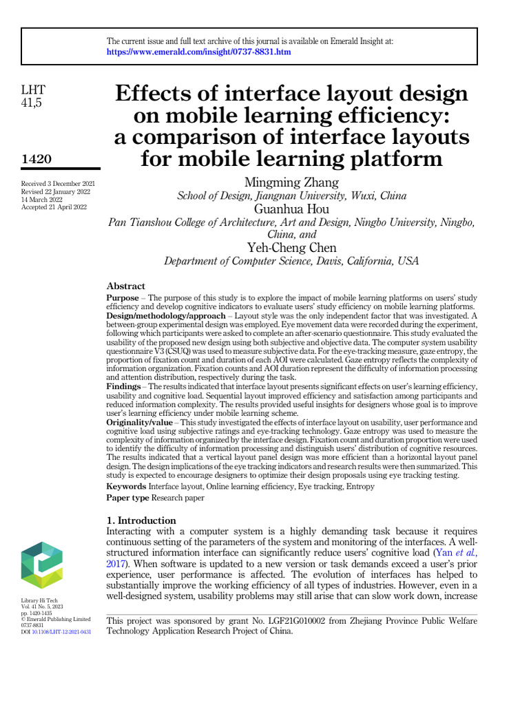 Effects of Interface Layout Design On Mobile Learning Efficiency | PDF ...