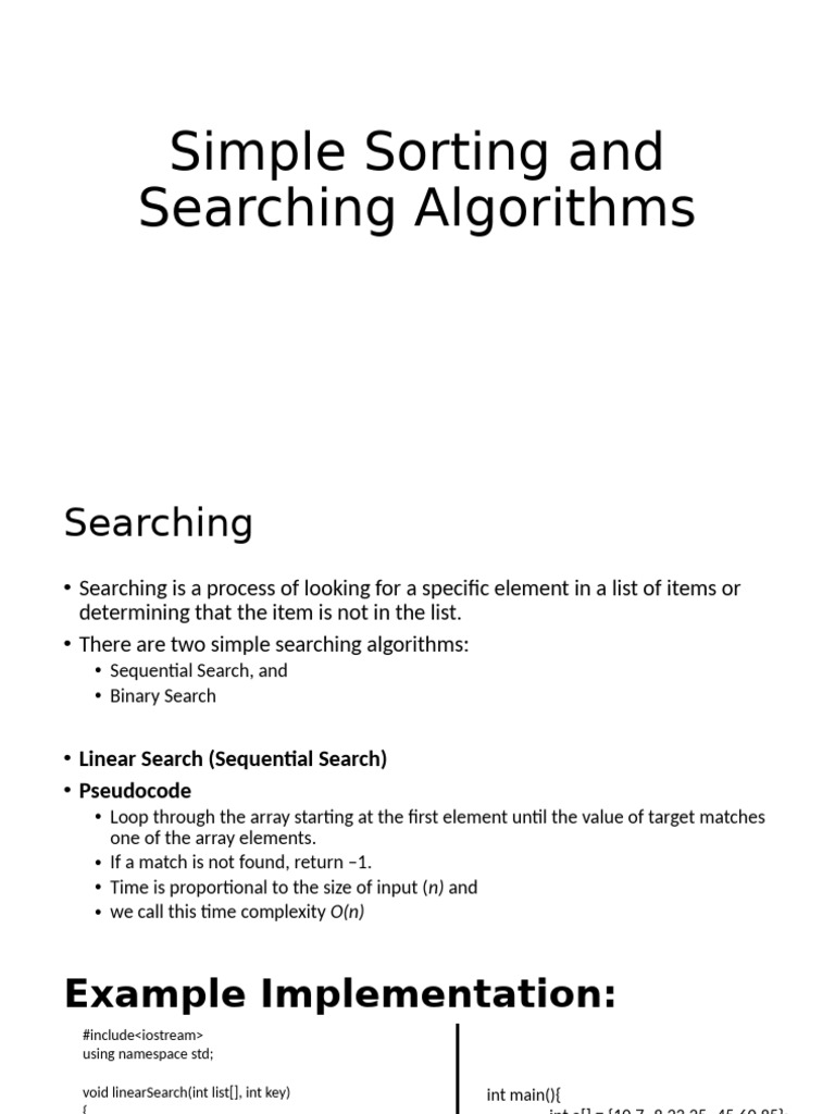 Chapter 3 Simple Sorting and Searching Algorithms | PDF | Computer Programming | Algorithms