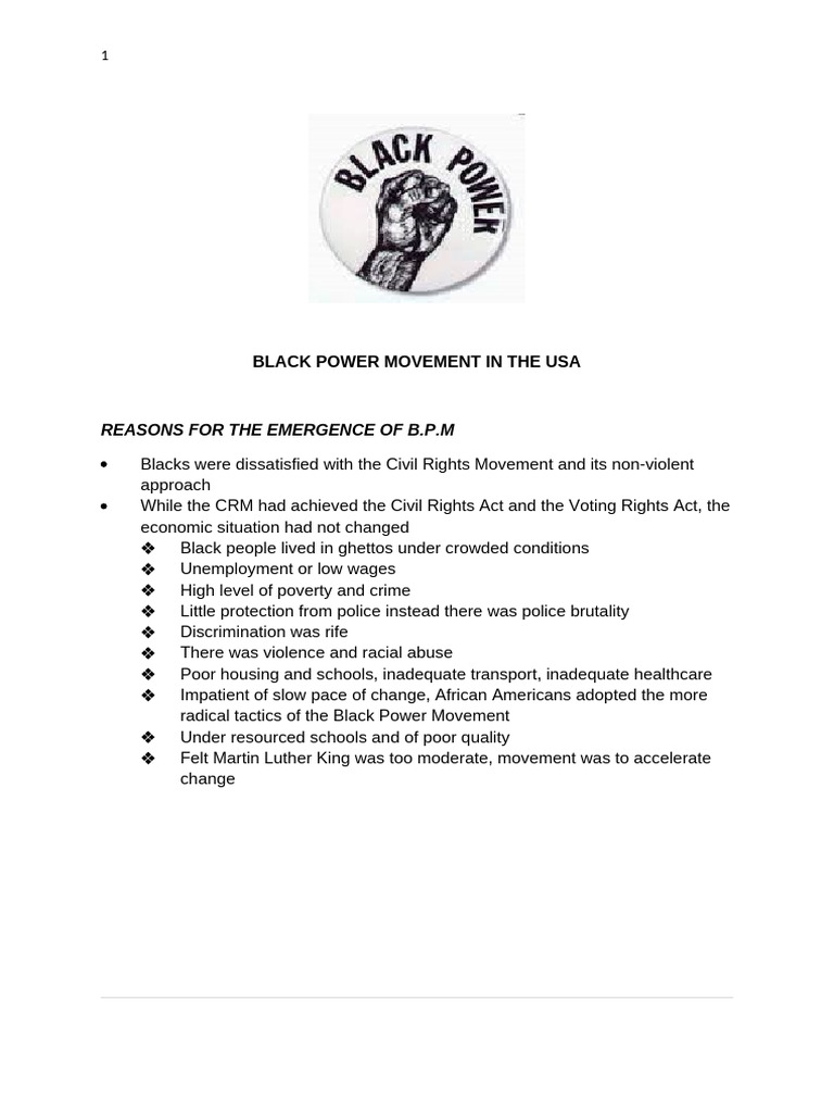 BLACK POWER MOVEMENT Part 5 | PDF | Black Power | Black Panther Party