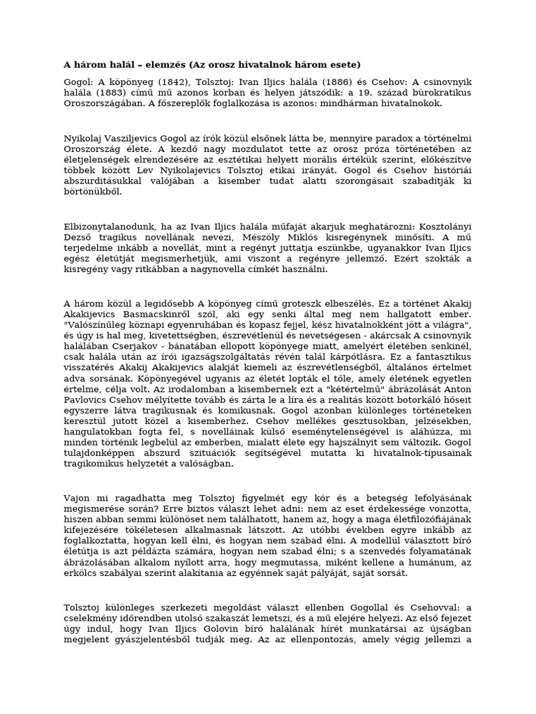 A Három Halál Elemzés | PDF
