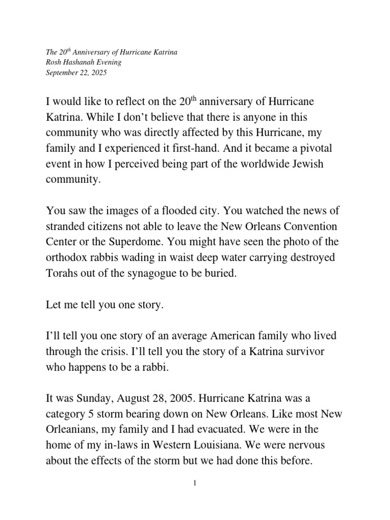 20 Years After Hurricane Katrina: Reflections | PDF | Hurricane Katrina ...