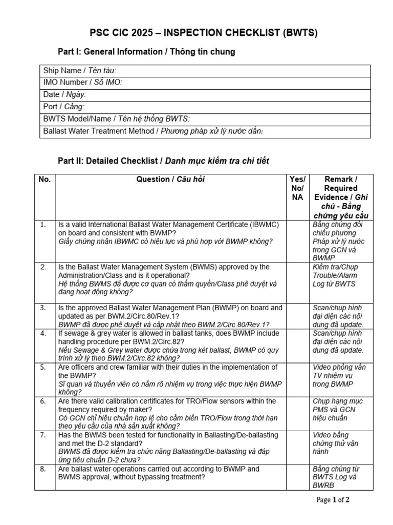 PSC CIC 2025 Checklist | PDF