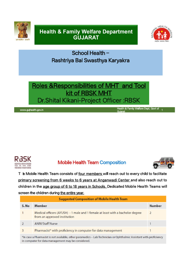 Role and Responsibility of RBSK State Slide Project Officer RBSK | PDF ...