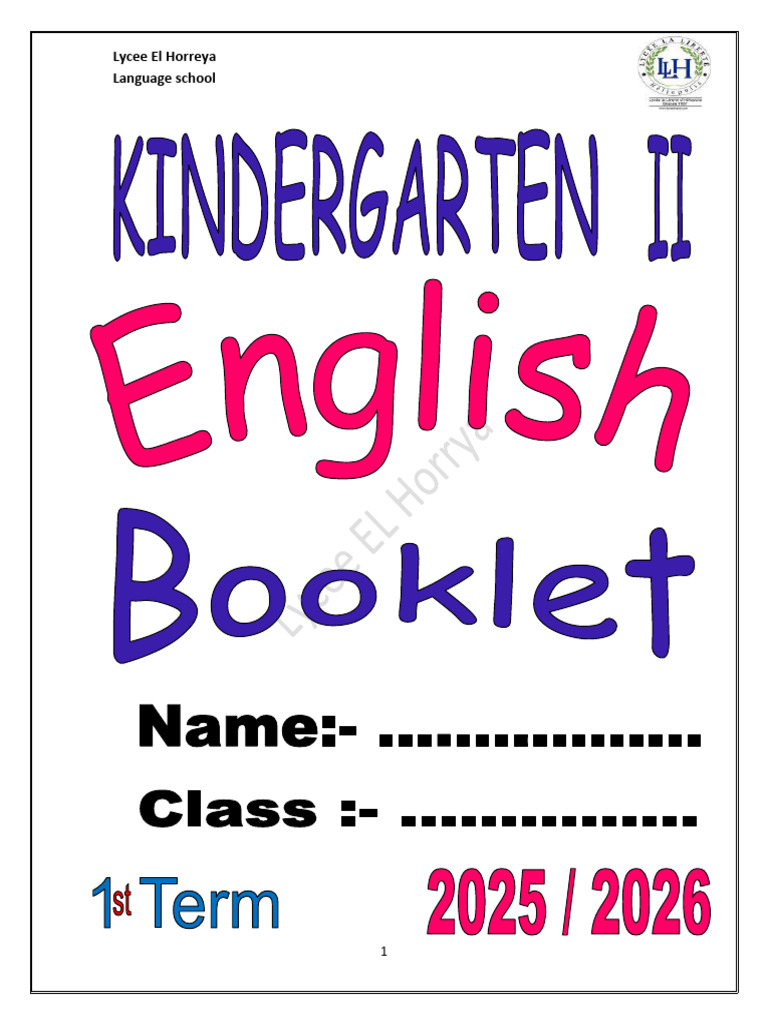 English Booklet Kg2 2025 2026 | PDF | Human Communication | Linguistics