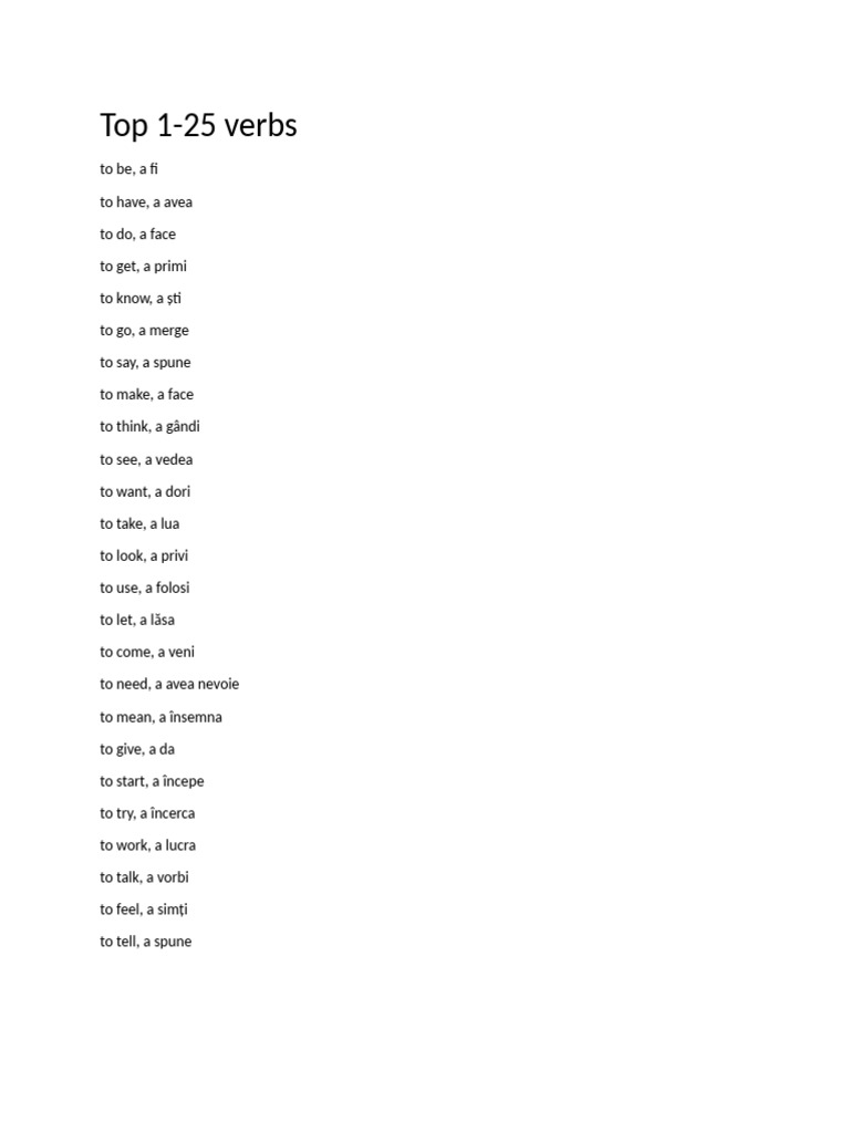 Essential Verbs List 1-475 | PDF