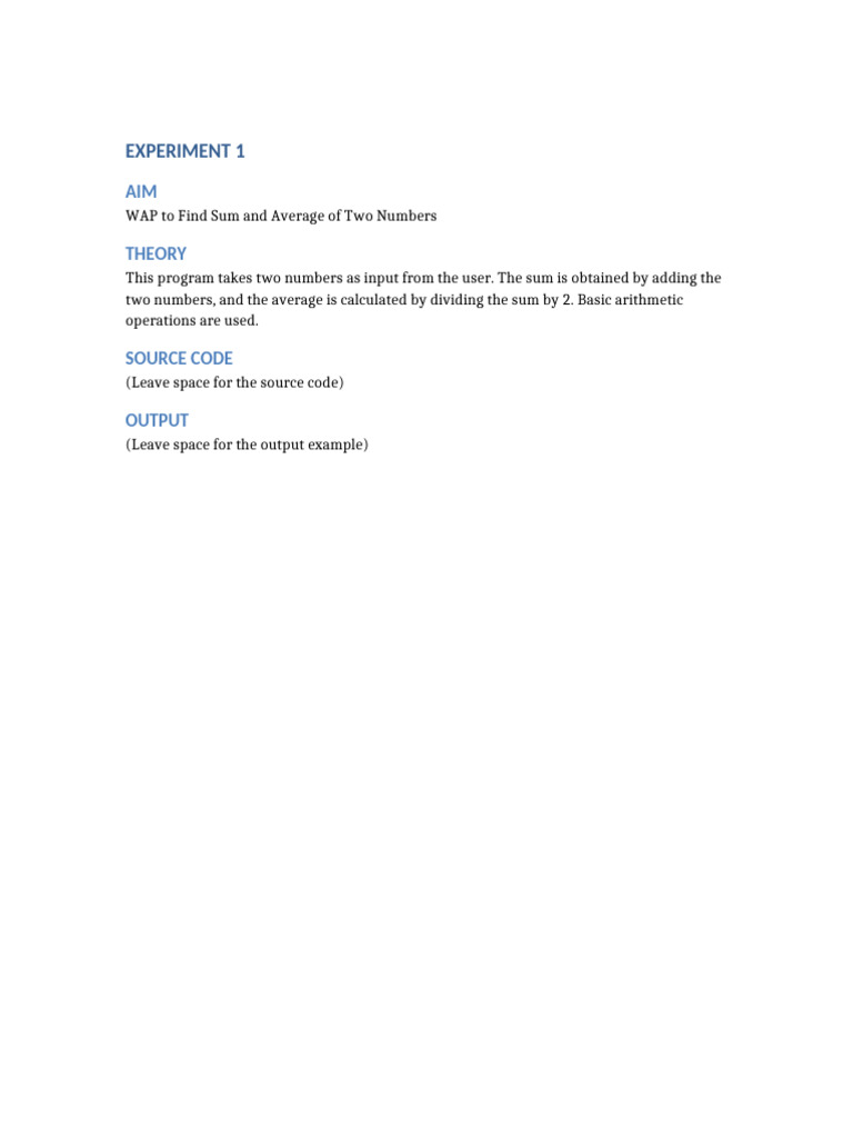 Programming Experiments Template | PDF