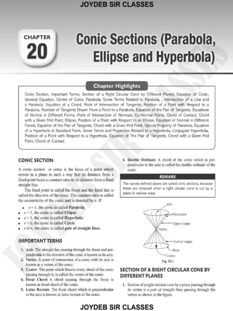 NDA - Conics Section (Parabola, Ecoipse & Hyperbola) | PDF