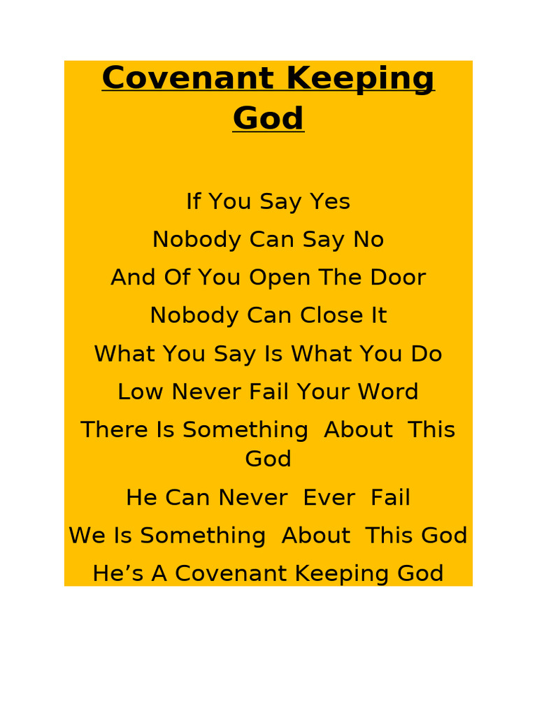 Covenant Keeping God Pdf