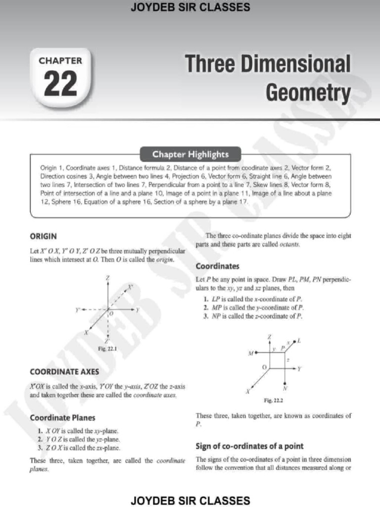 NDA - Three Dimensional Geometry | PDF